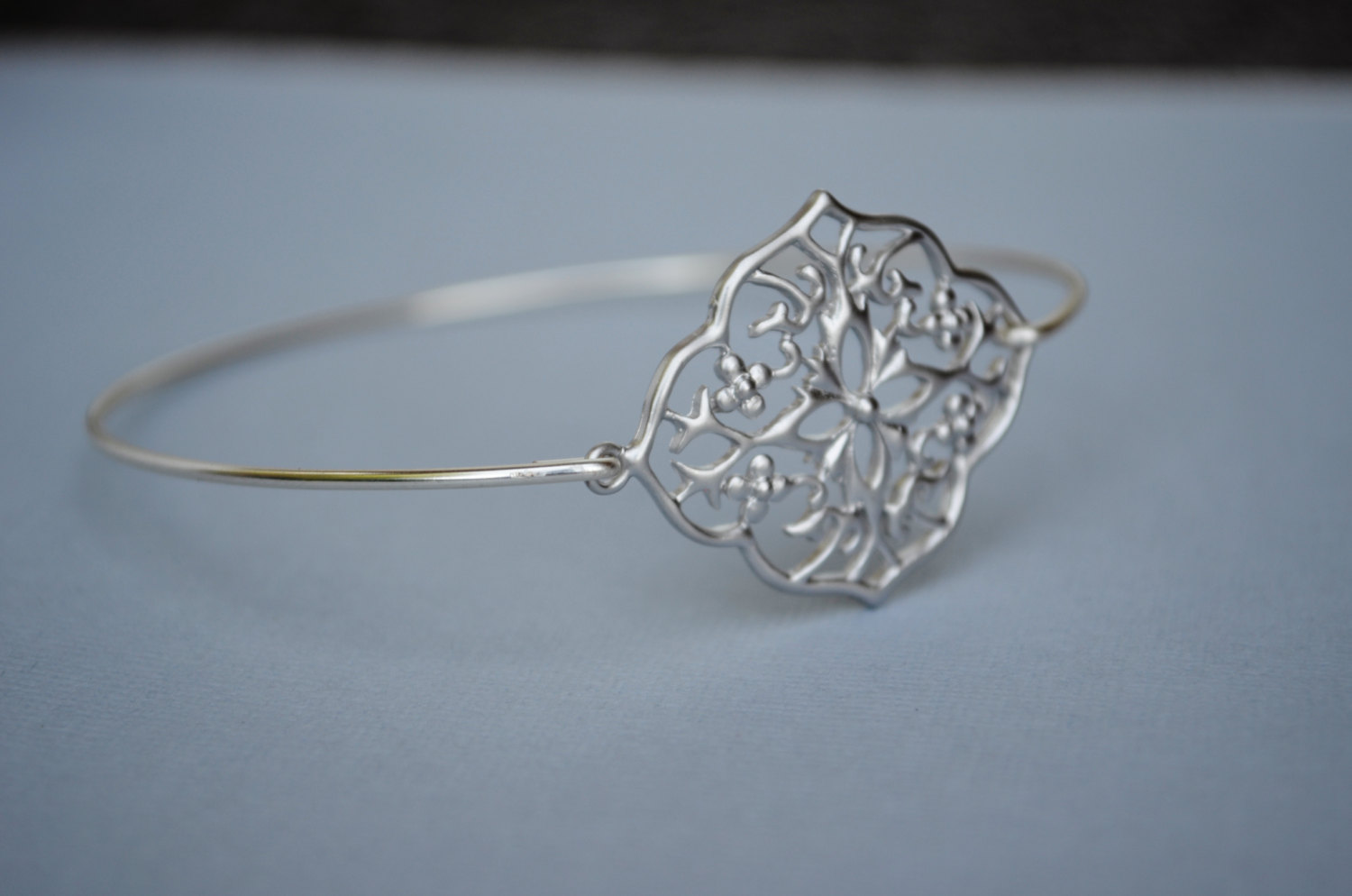 Silver Filigree Bangle- Silver Bracelet- Geometric Bangle- Bangle ...